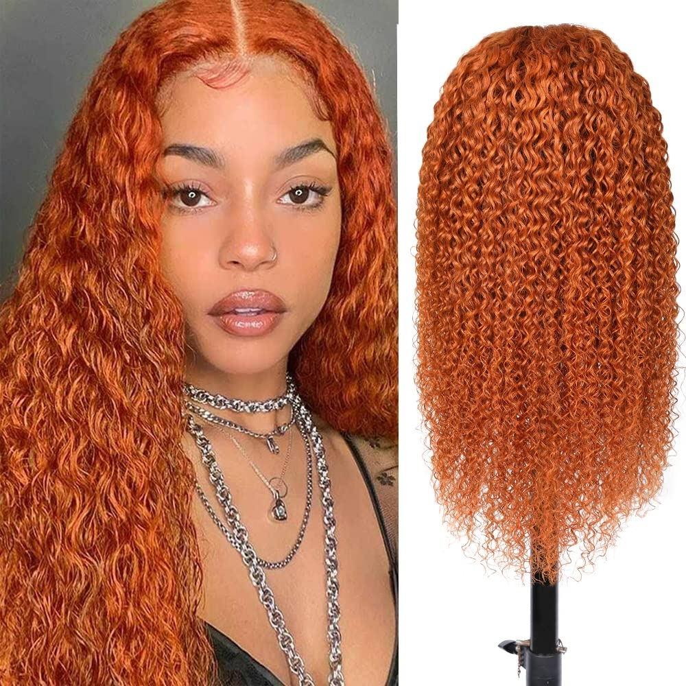 Julia Hair Affordable Burnt Ginger Middle Part Jerry Curly Wig Orange ...